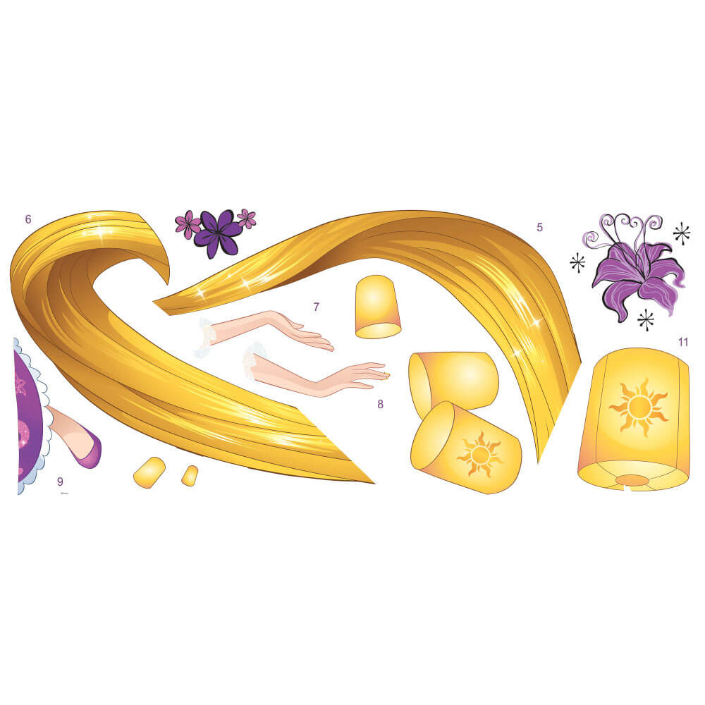 Disney Princess Rapunzel Sparkling Wall Decal w/Glitter Printed Sheet2