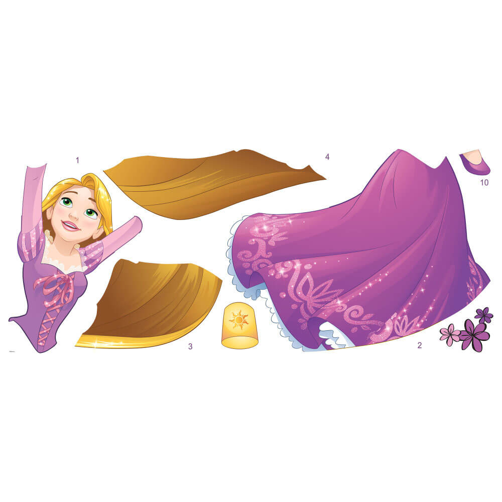 Disney Princess Rapunzel Sparkling Wall Decal w/Glitter Printed Sheet