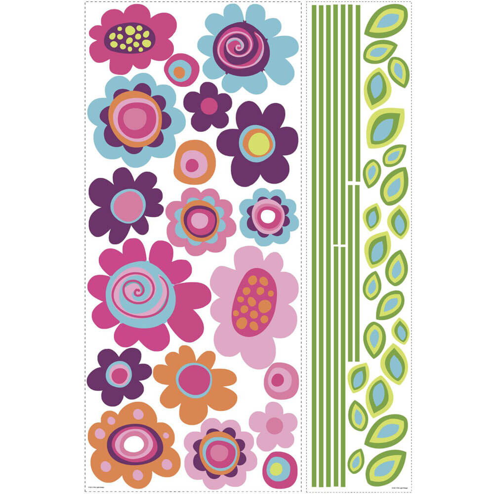 Giant Flower Stripe Wall Decals Printed Sheet