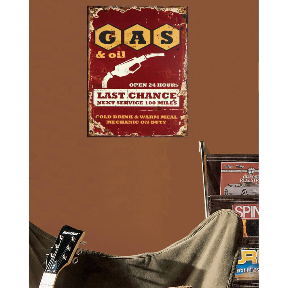 "Last Chance for Gas" Metal Sign 10"x13"