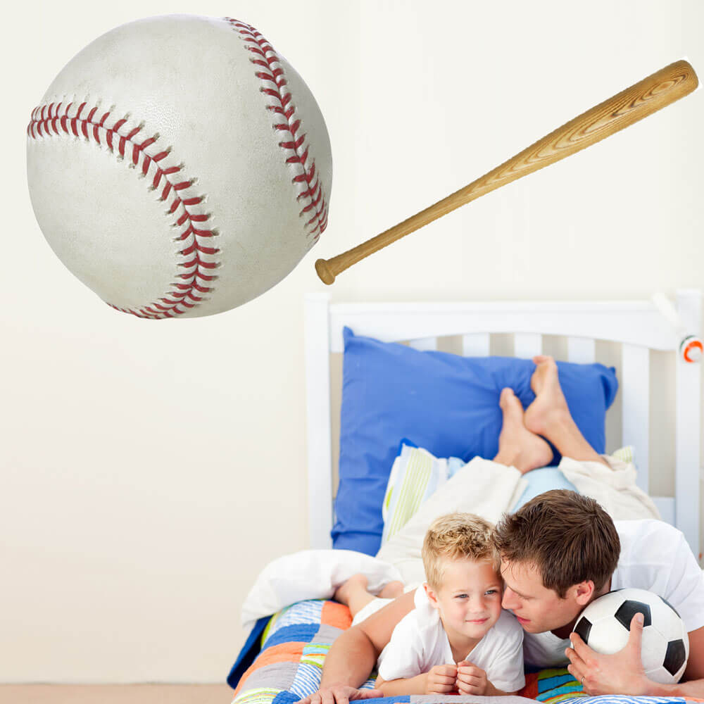 Wallhogs Baseball Bat Wall Decal Installed